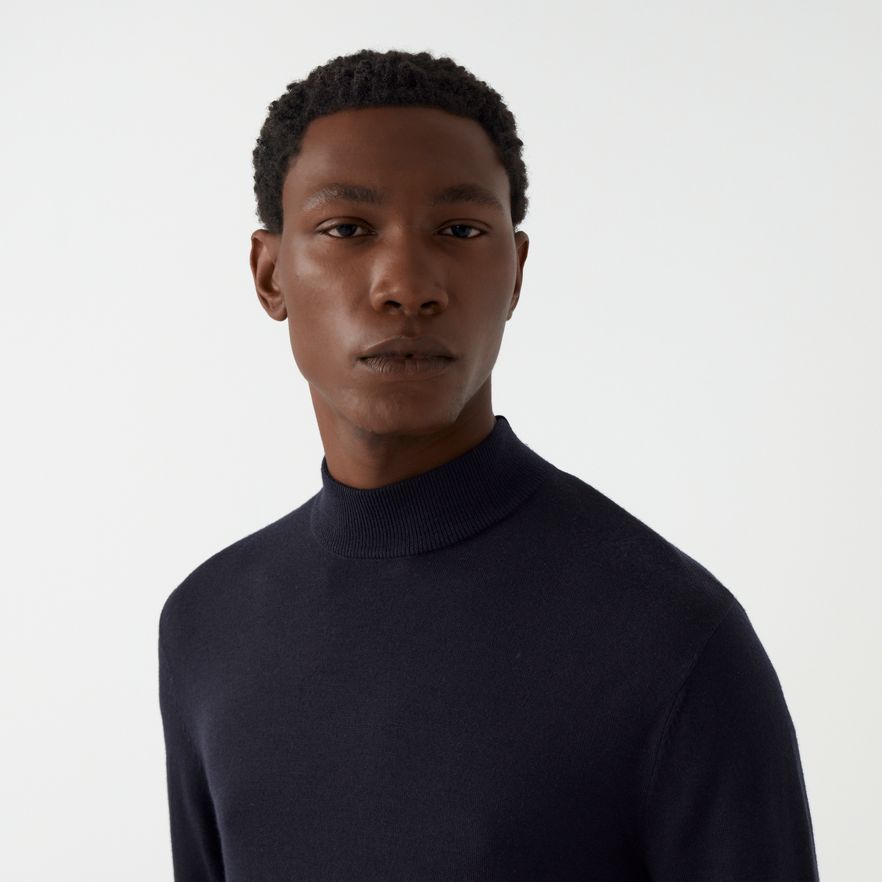 Suéter Merino Gola Alta Azul Marinho Masculino